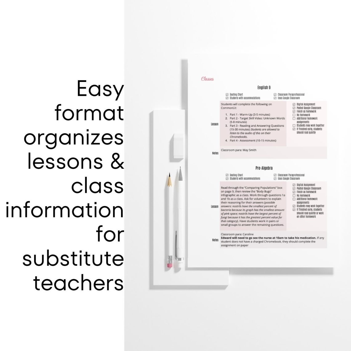 Substitute Teacher Plans Template Google Docs Purple Wildflowers ...
