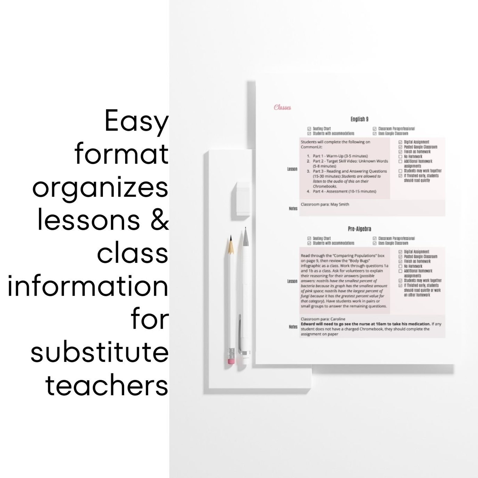 Substitute Teacher Plans Template Google Docs Purple Wildflowers ...