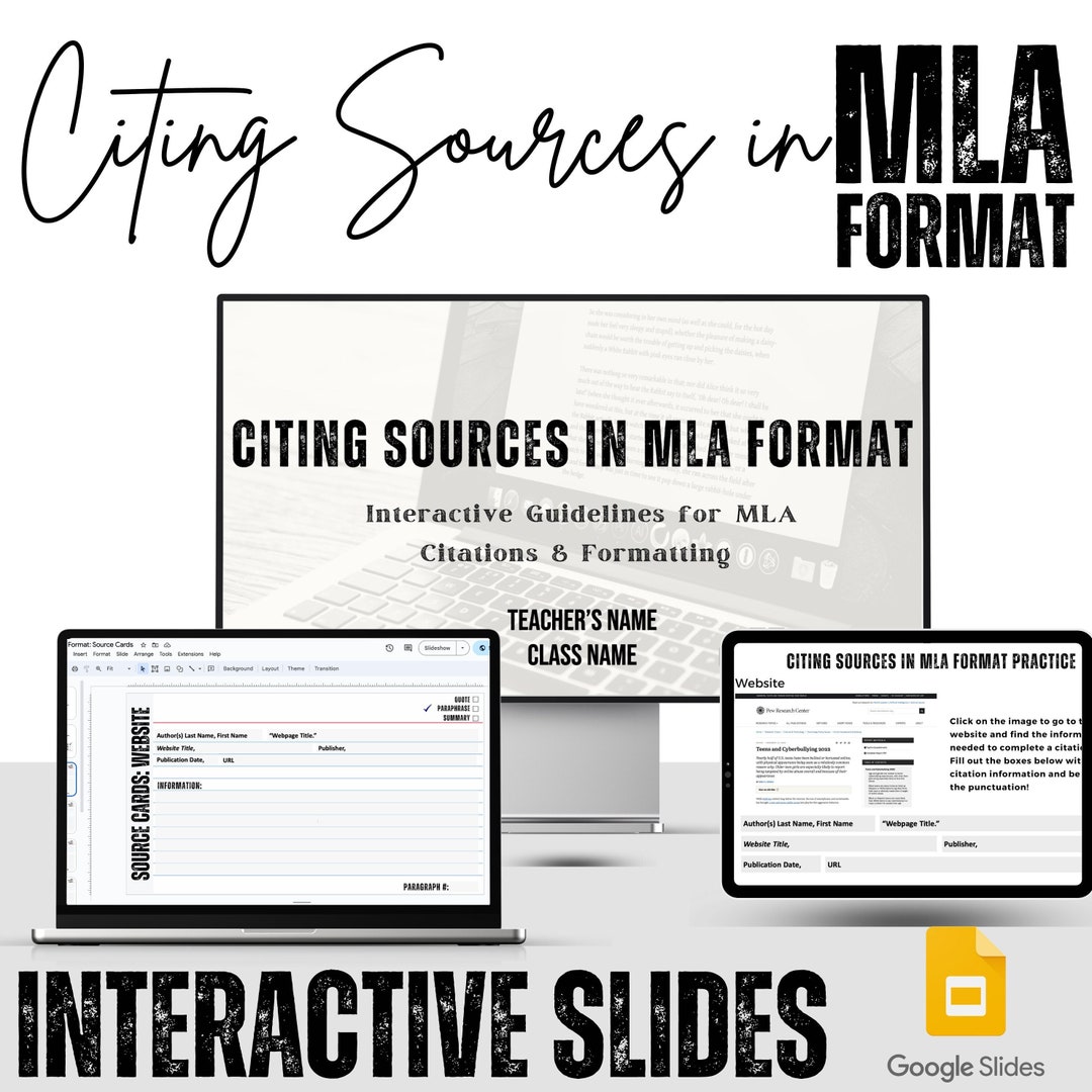 Citing Sources in MLA Format Interactive Slides & Research Source Cards ...