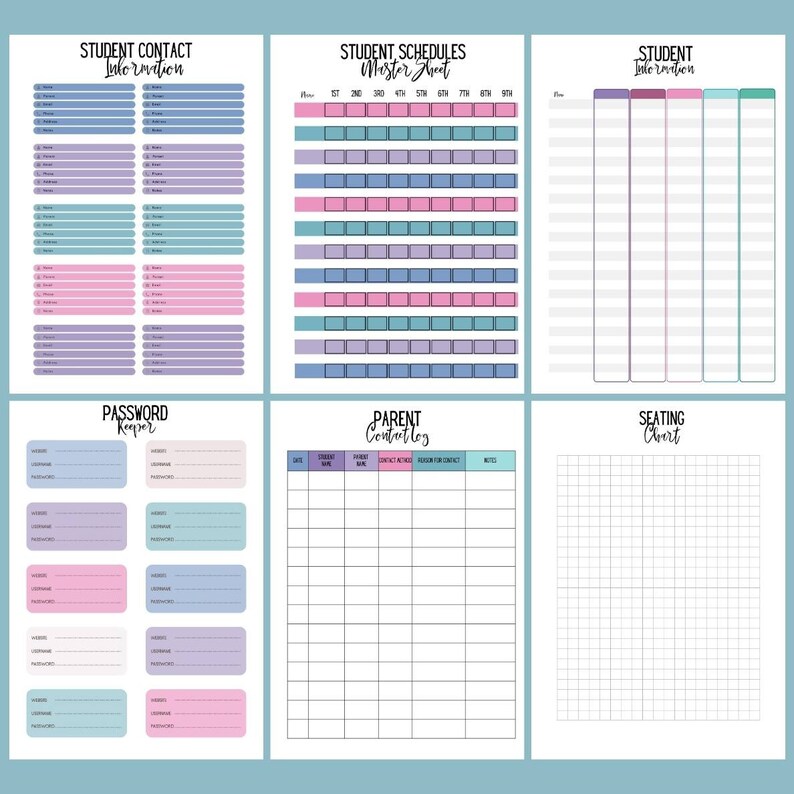 Digital Teacher Planner: Printable Colorful Watercolor, Best Teacher ...