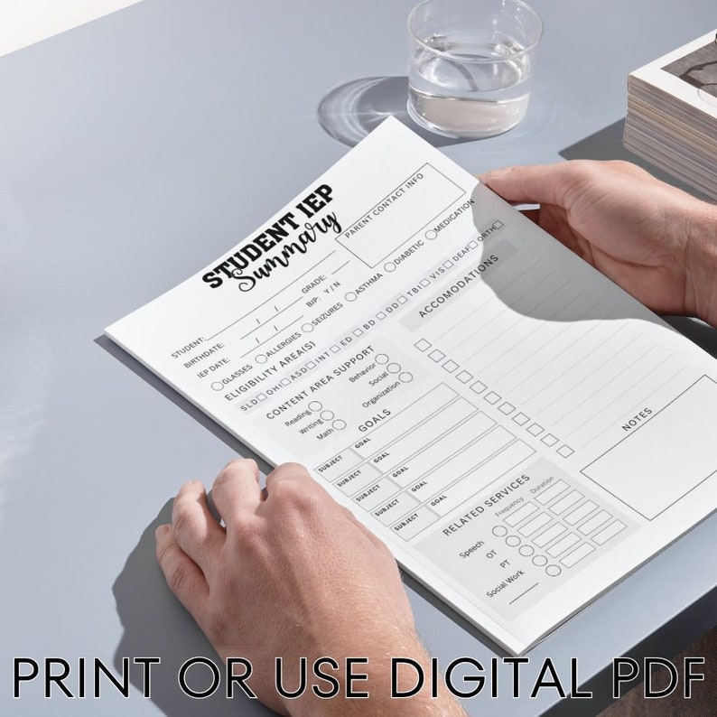 IEP Snapshot Pages: Special Education Digital Printable IEP Summary ...