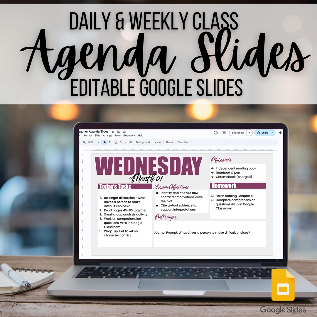 Daily Class Agenda Presentation | Editable Google Slides Presentation ...