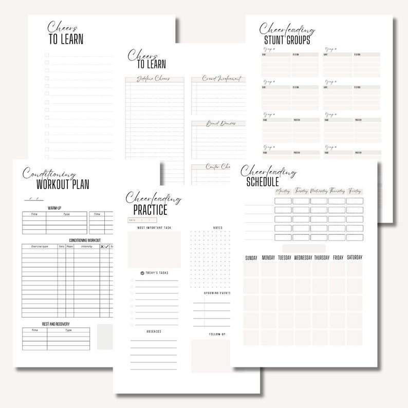 Cheer Coach Planner, Printable Digital Download Planning Sheets - Etsy