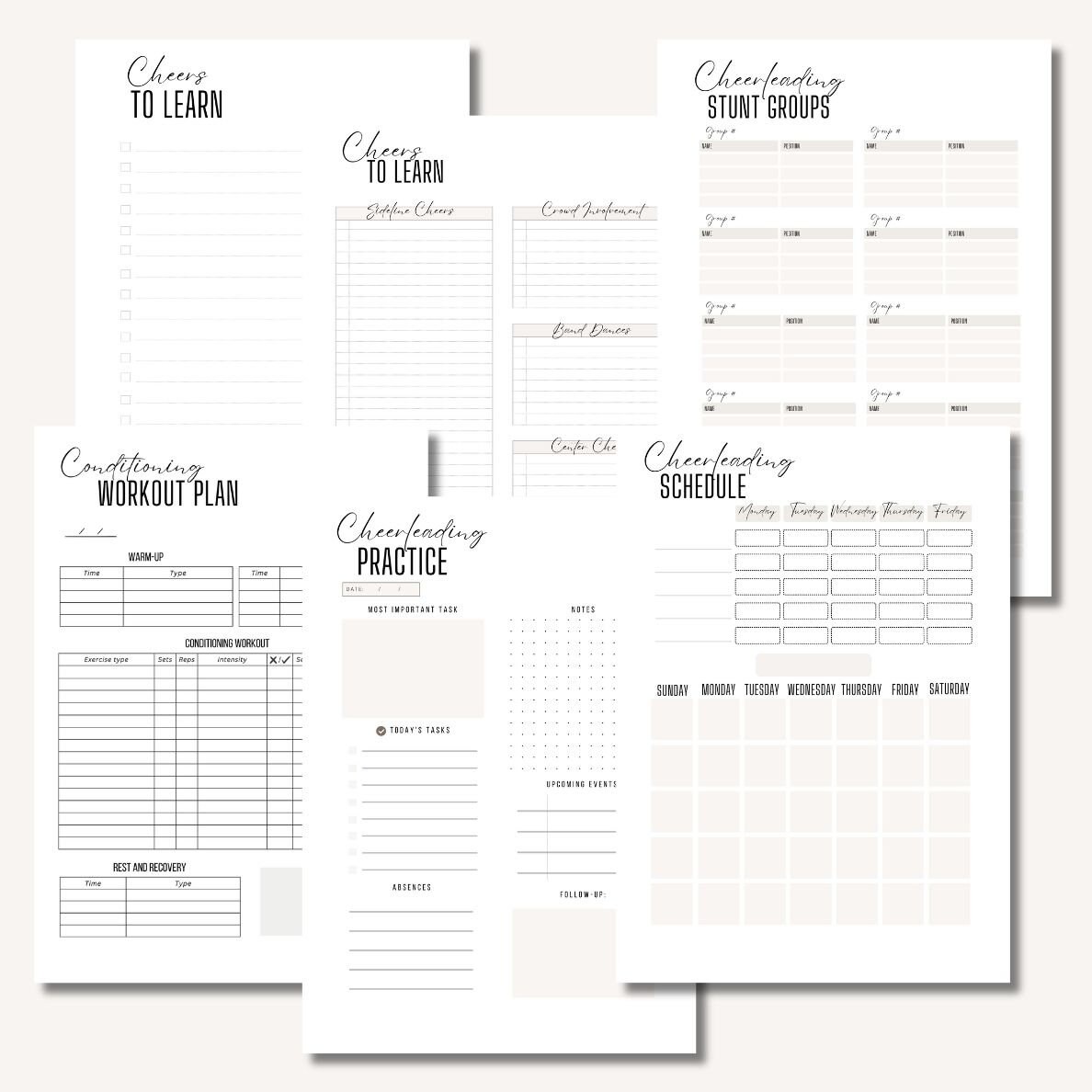 Cheer Coach Planner, Printable Digital Download Planning Sheets - Etsy