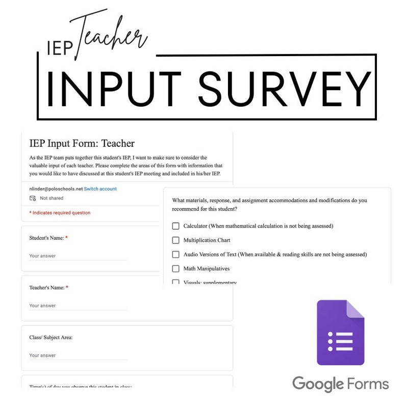 IEP Teacher Input Questionnaire/ Survey google Form - Etsy IEP Teacher Input Questionnaire/ Survey google Form - Etsy