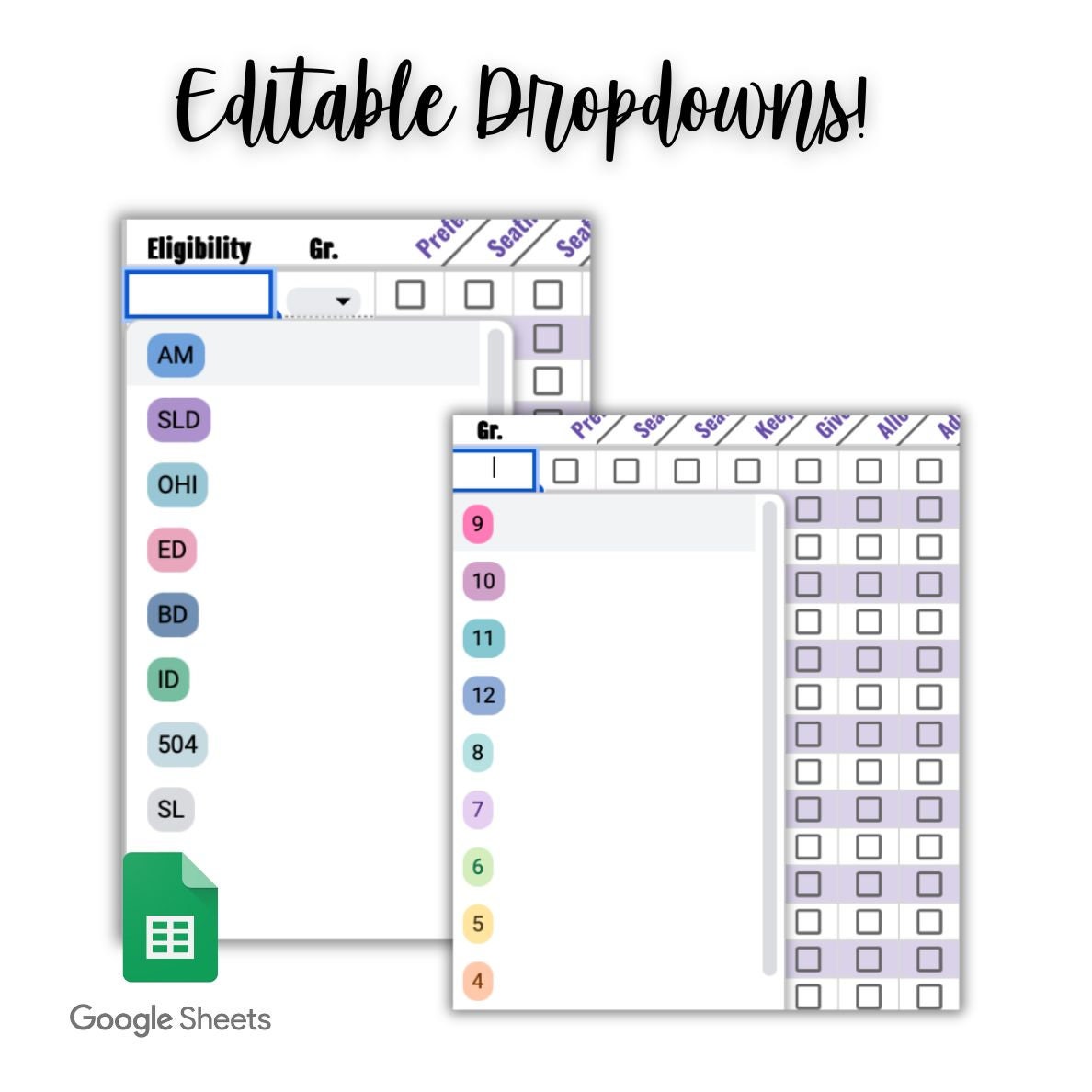 IEP Accommodations Overview Google Sheets | Special Education Tracker ...