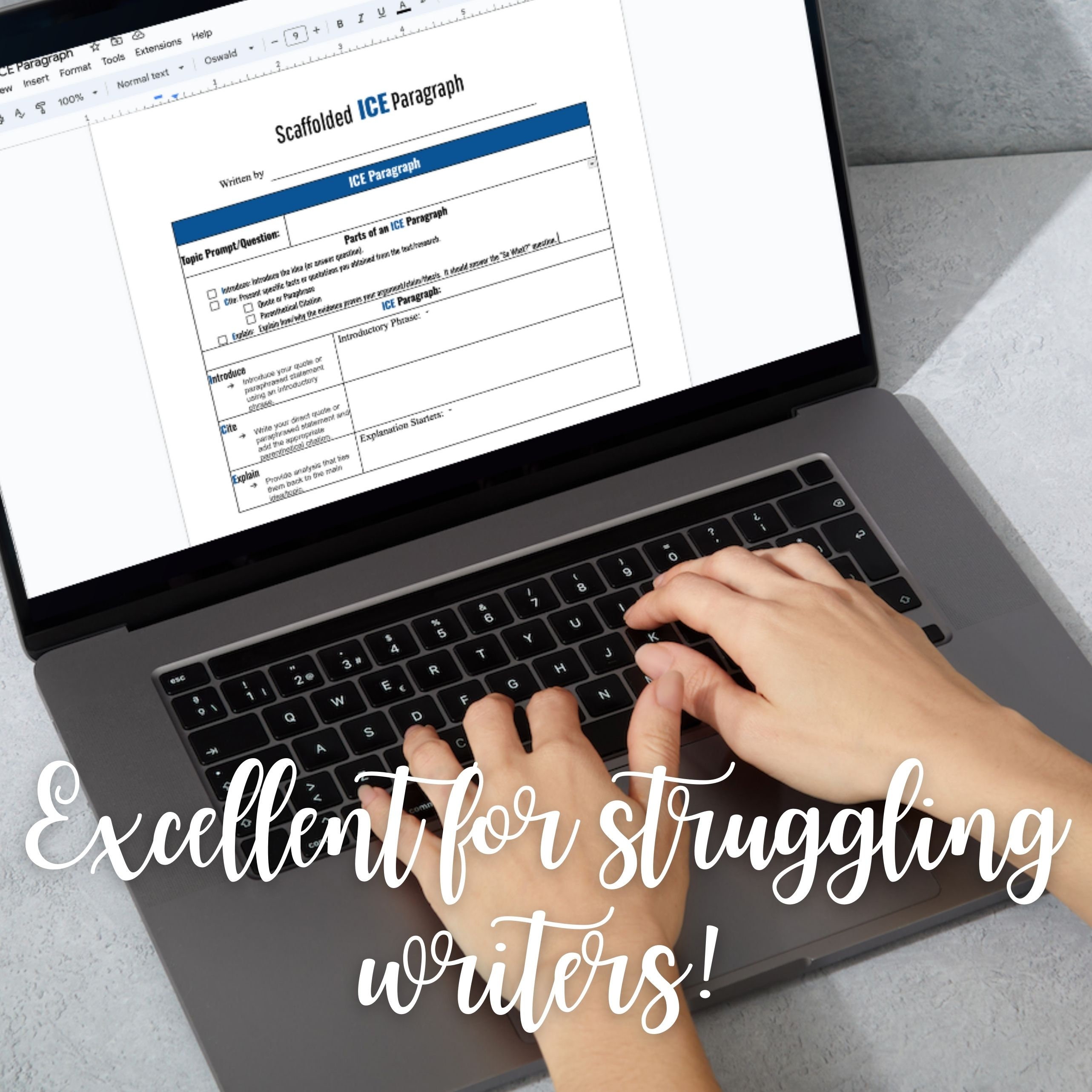 Scaffolded ICE Paragraph Graphic Organizer Writing Supports Google Doc ...