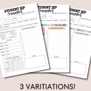 IEP Snapshot Pages: Special Education Digital Printable IEP Summary ...