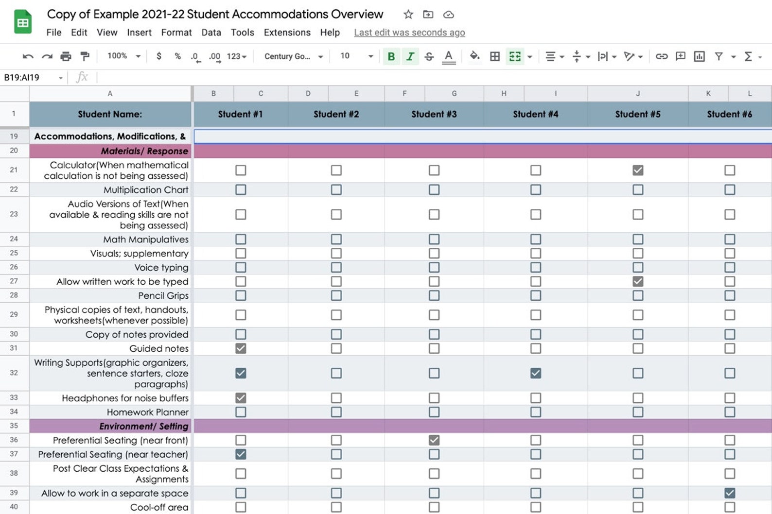 IEP Accommodations Overview: Google Sheets for SPED Teachers - Etsy