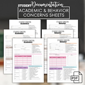 Student Concerns Documentation Sheets: IEP, RTI Interventions (PDF) - Etsy