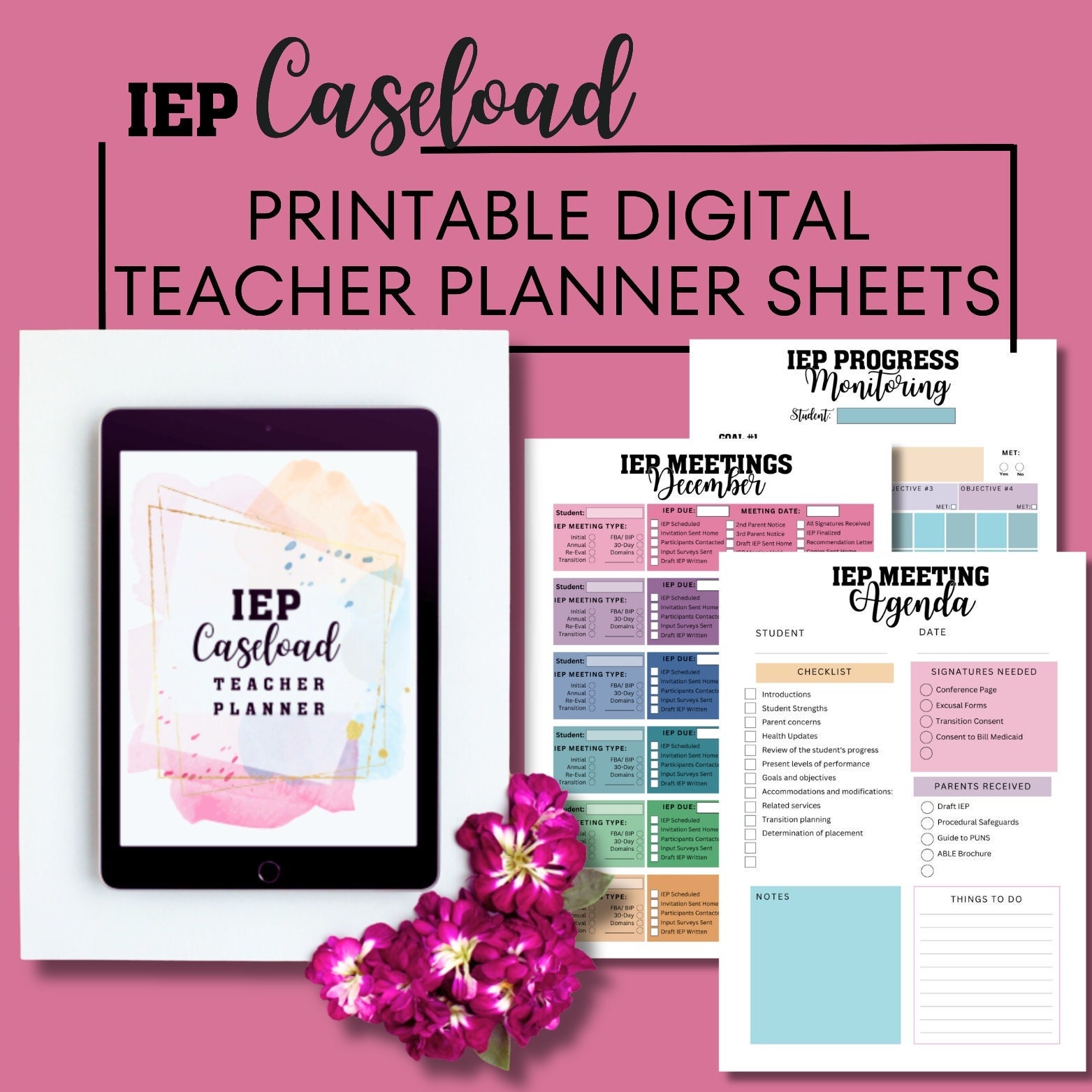 IEP Caseload Planner Digital Special Education Teacher Planning Sheet ...