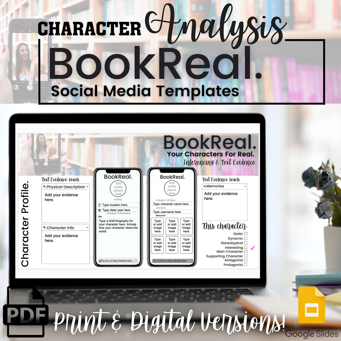 Character Analysis Activity Sheets bookreal - Etsy
