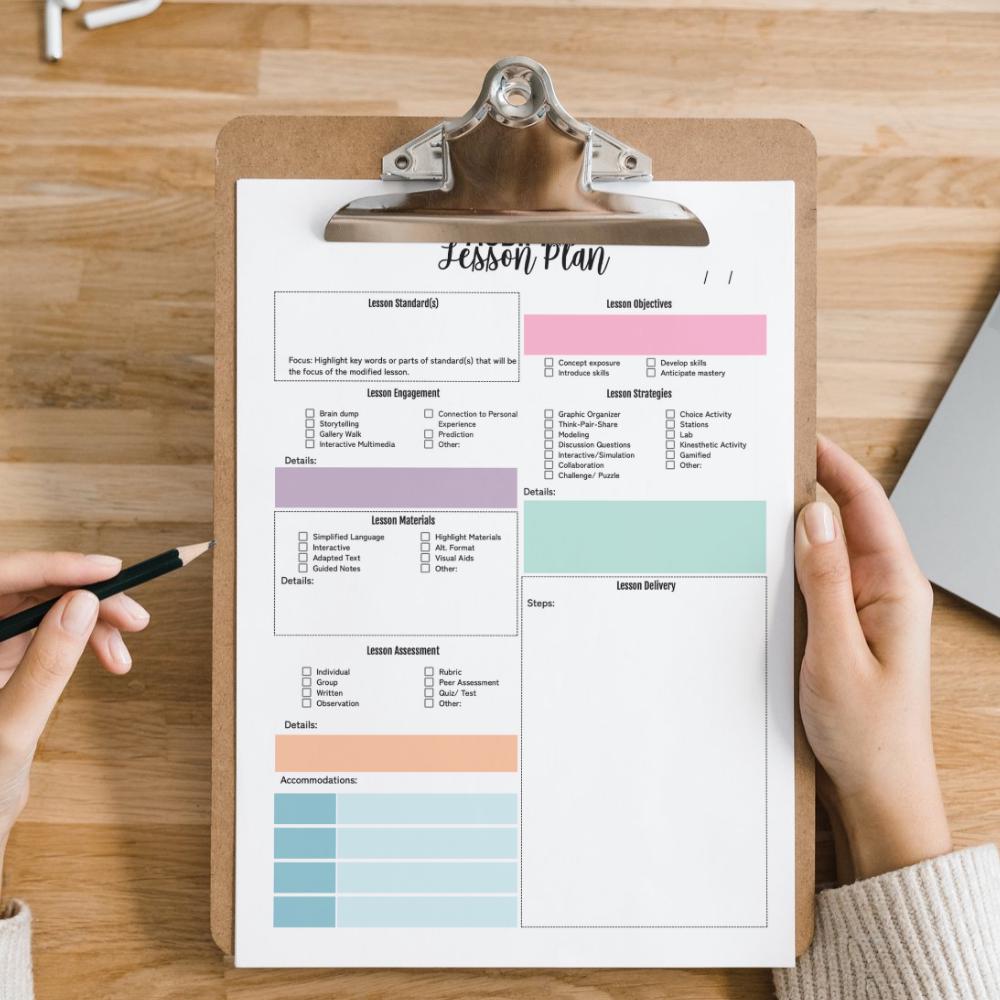 Modified Lesson Plan Template, PDF Format, IEP, 504, Special Education ...