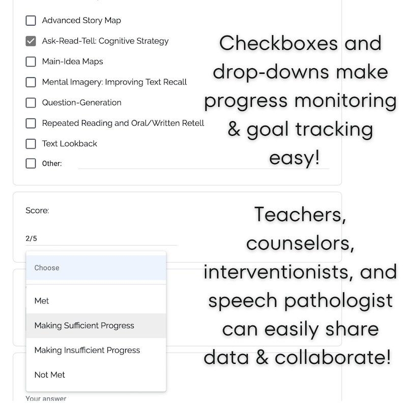Easy IEP Goals & Progress Monitoring Tracking: Google Forms - Etsy