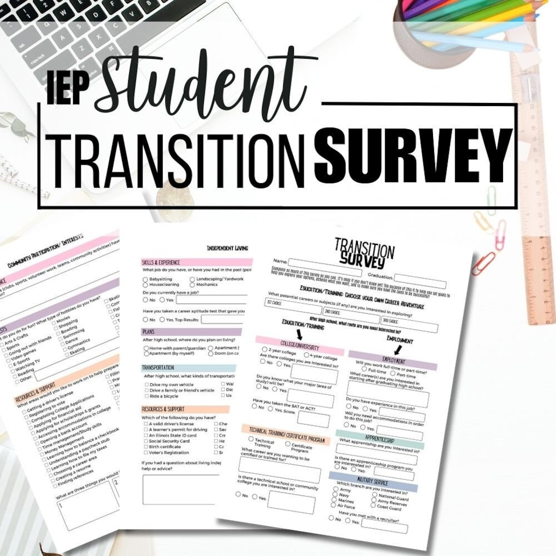 Student IEP Transition Plan Survey, Printable IEP Transition Plan ...