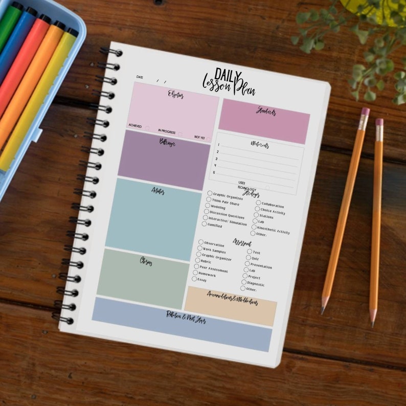 Digital Teacher Planner: Printable Colorful Watercolor, Best Teacher ...