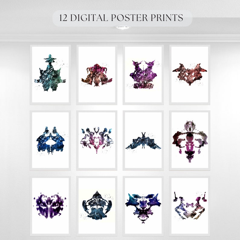 Rorschach Test Ink Blot Watercolor Design Posters (set of 12) - Etsy