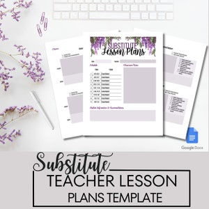 Substitute Teacher Plans Template Google Docs Purple Wildflowers ...
