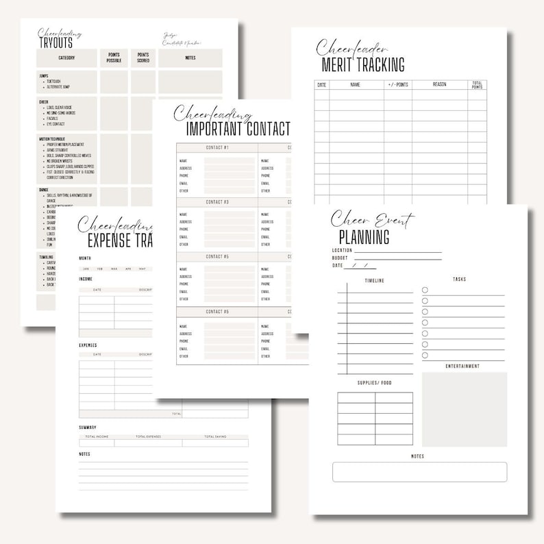Cheer Coach Planner, Printable Digital Download Planning Sheets - Etsy