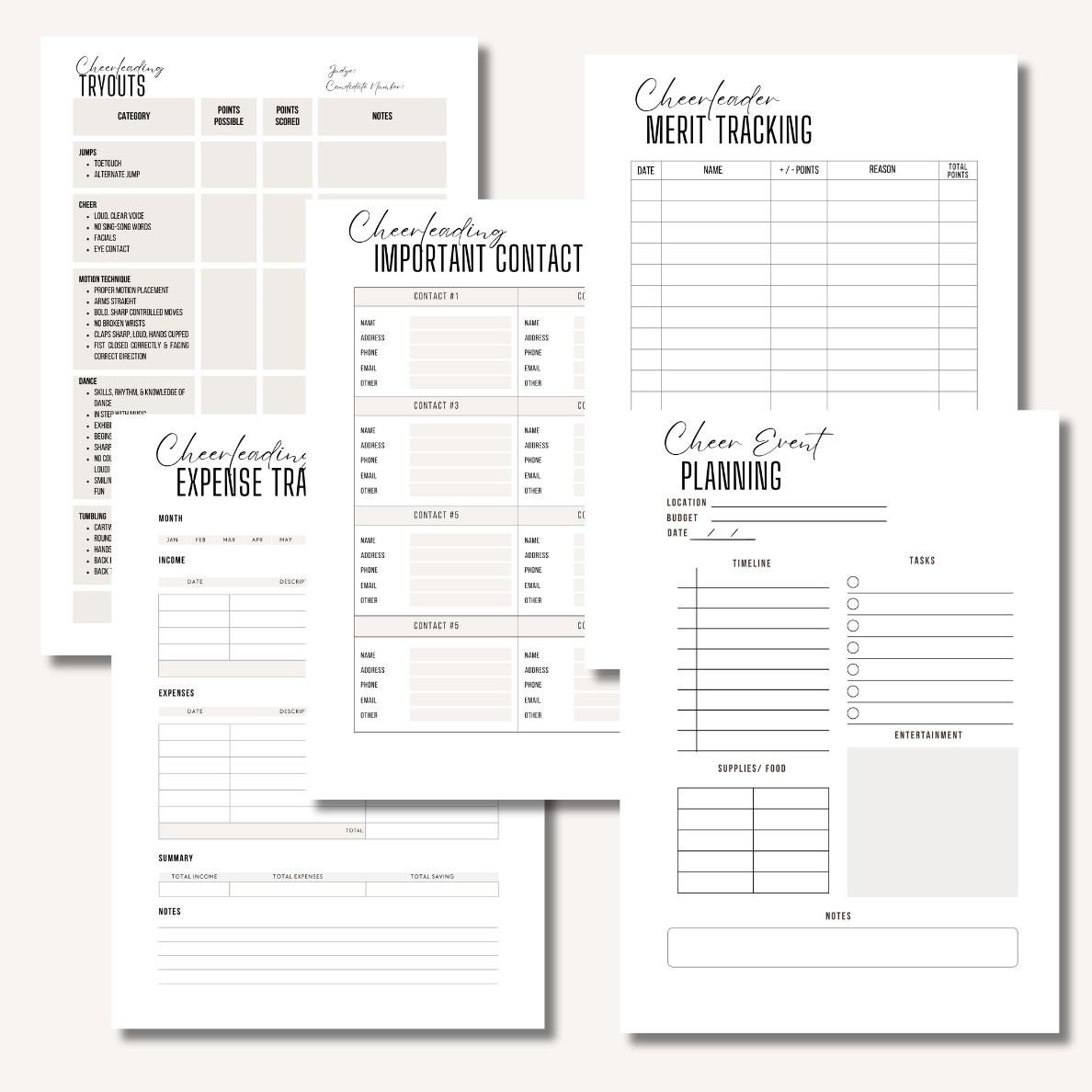 Cheer Coach Planner, Printable Digital Download Planning Sheets - Etsy