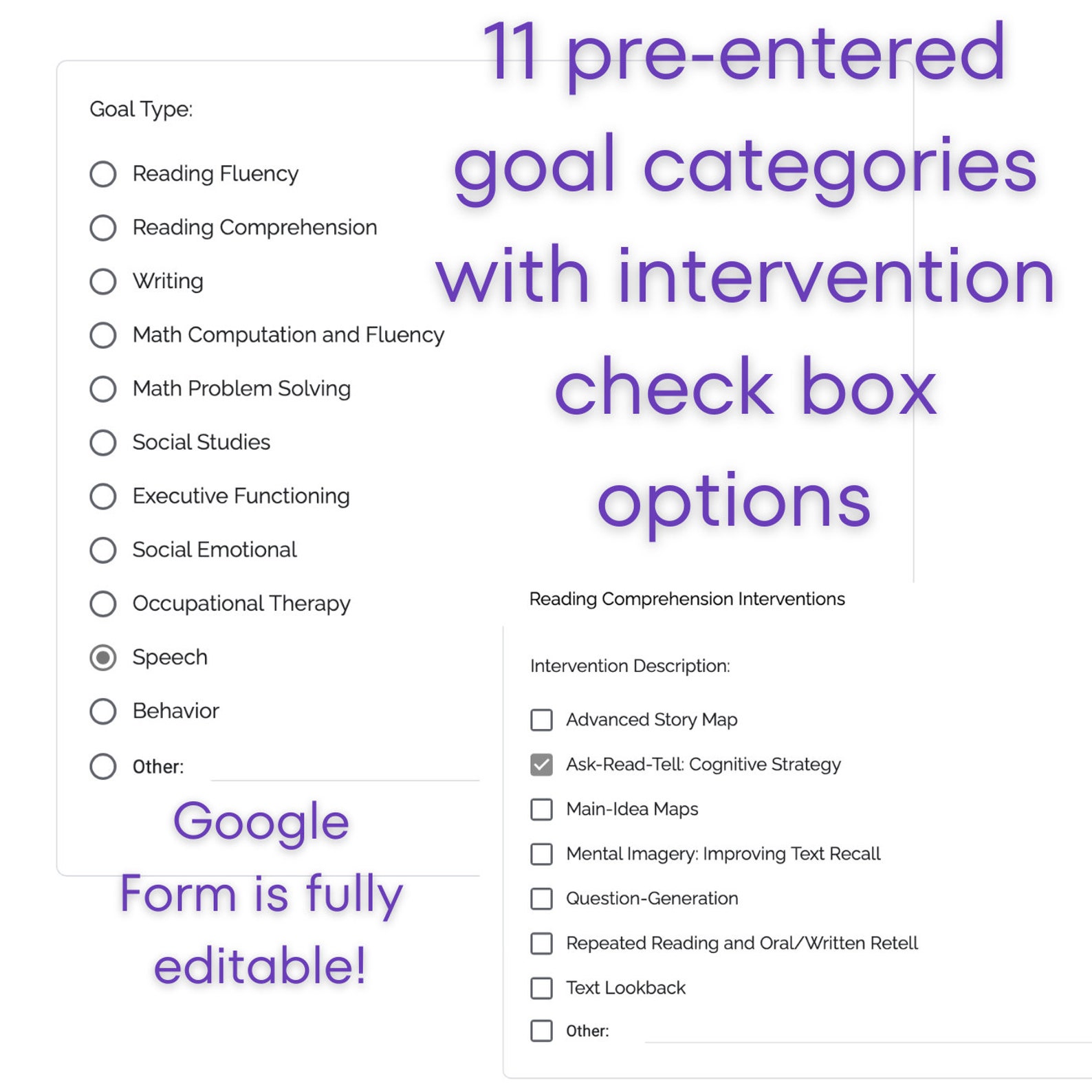 Easy IEP Goals & Progress Monitoring Tracking: Google Forms - Etsy