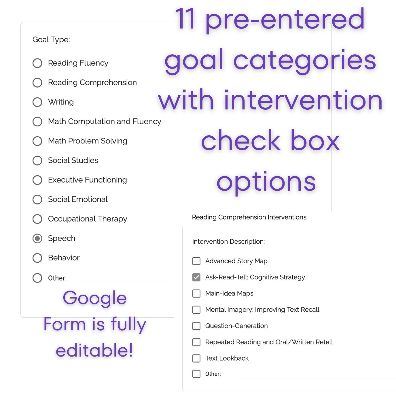 Easy IEP Goals & Progress Monitoring Tracking: Google Forms - Etsy