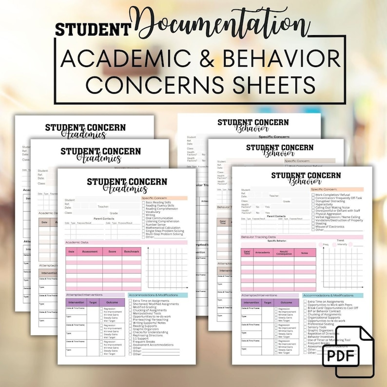Student Concerns Documentation Sheets: IEP, RTI Interventions (PDF) - Etsy