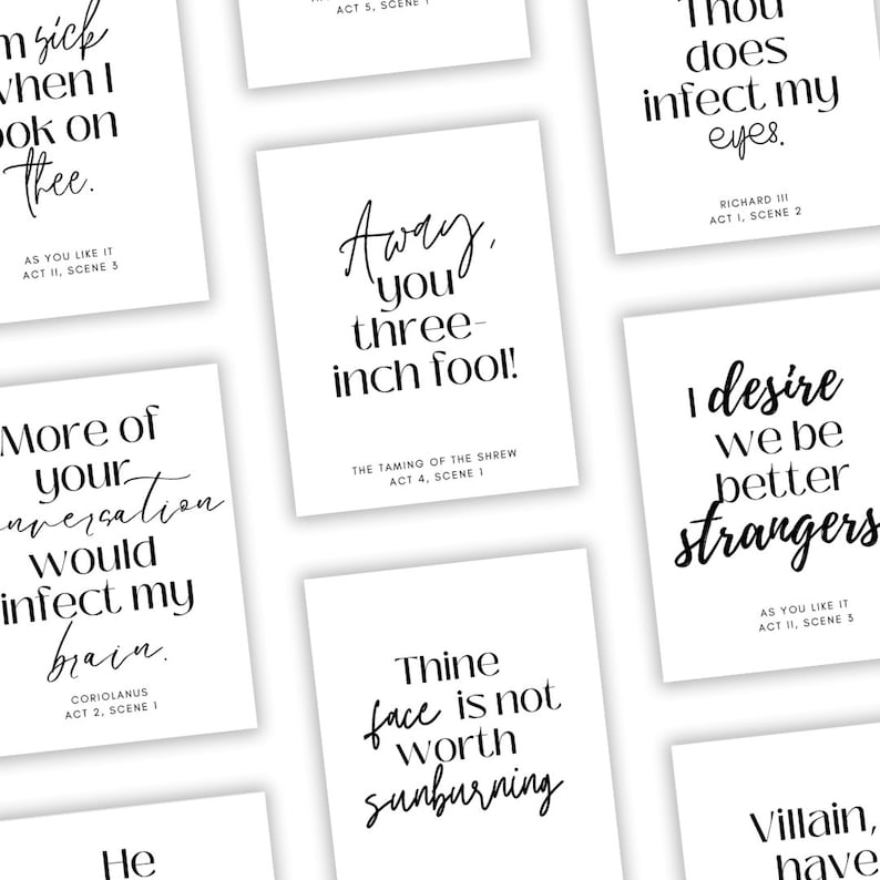 Shakespeare Insults Posters Digital Download Etsy