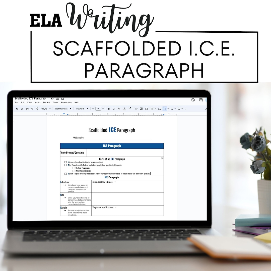 Scaffolded ICE Paragraph Graphic Organizer Writing Supports Google Doc ...