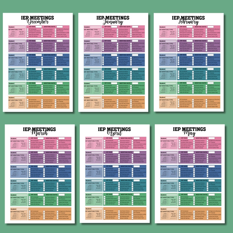 Digital Printable IEP Monthly Planning Sheets for Special Education ...