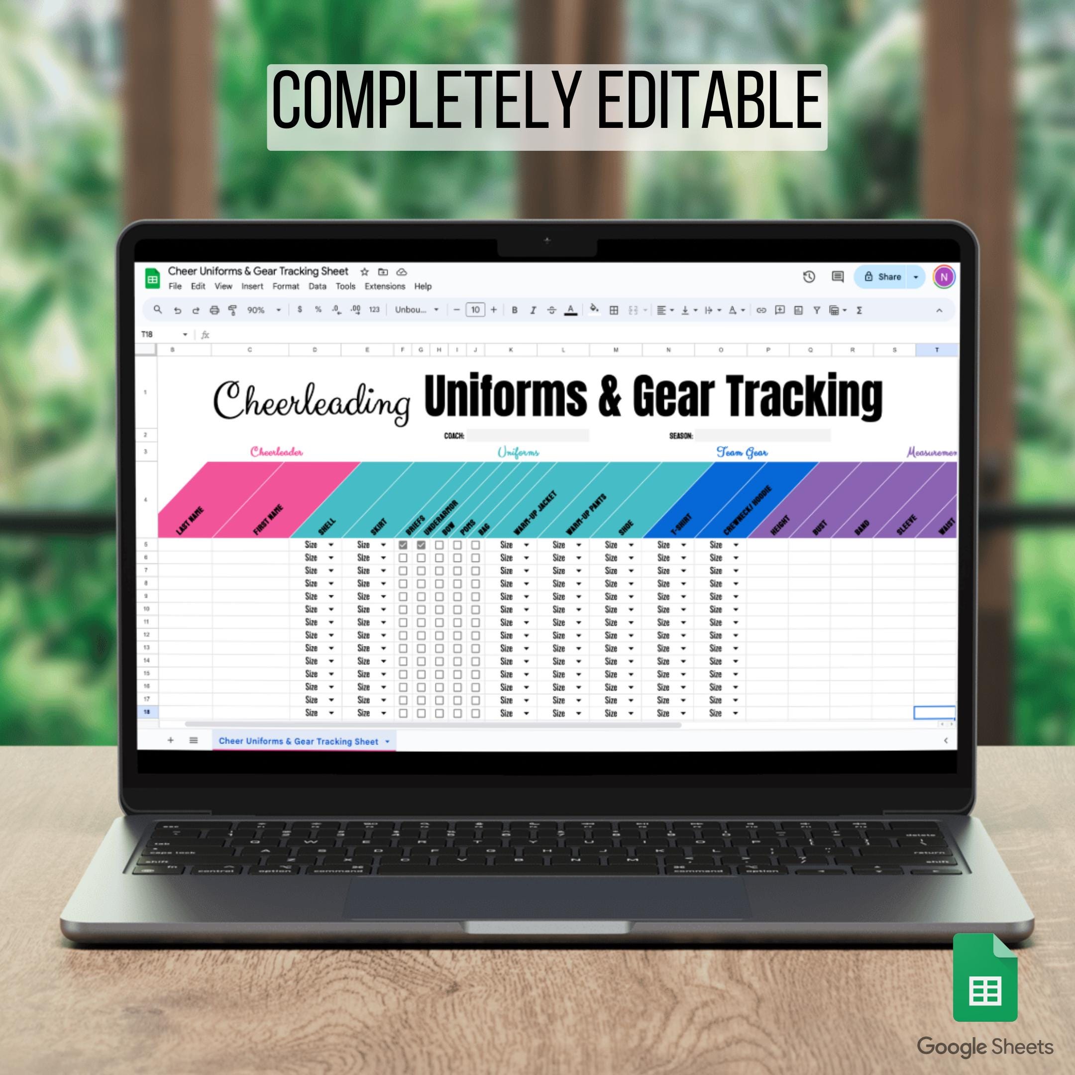 Cheerleading Uniforms & Gear Tracking Sheet | Google Sheets Template ...