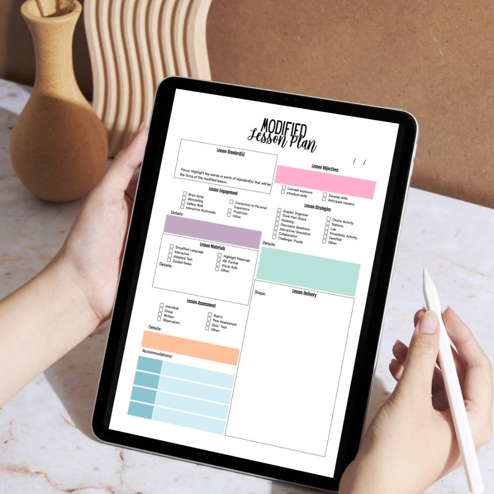 Modified Lesson Plan Template, PDF Format, IEP, 504, Special Education ...