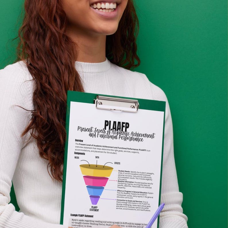 PLAAFP Reference Sheet | Special Education IEP Planning | PDF Download ...