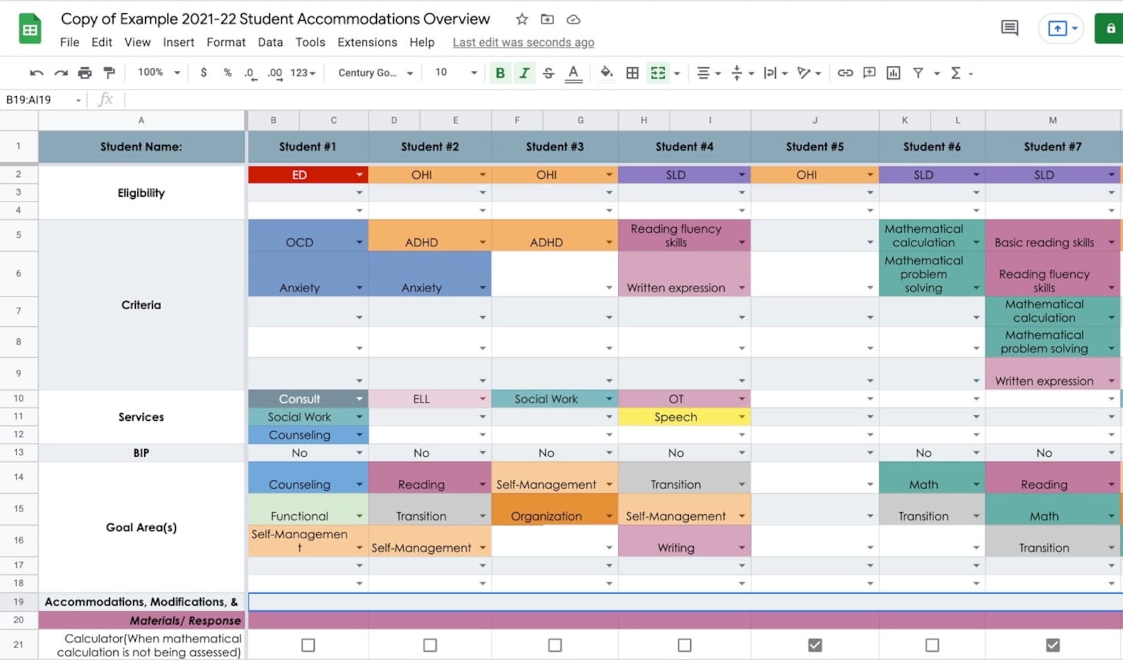 IEP Accommodations Overview: Google Sheets for SPED Teachers - Etsy