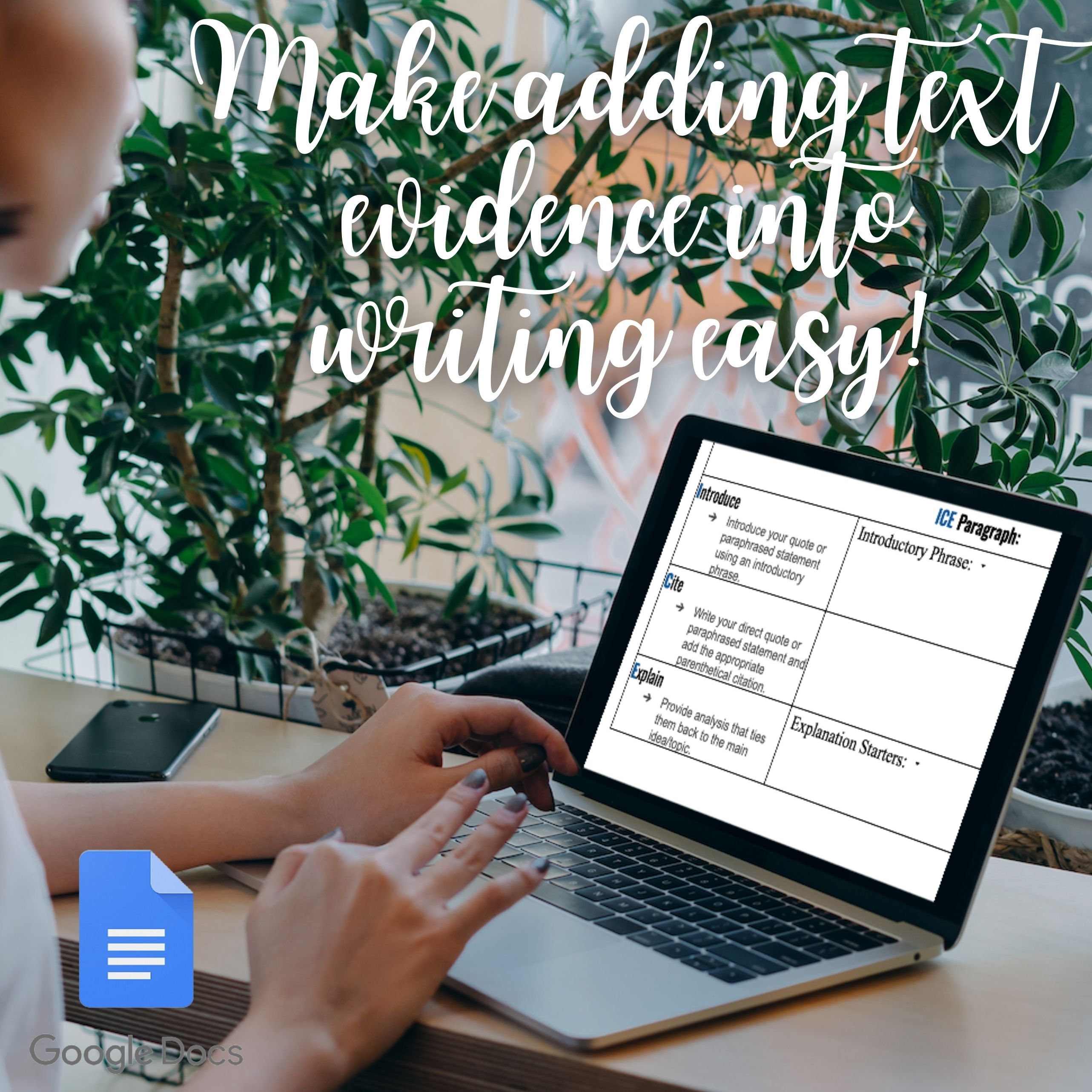 Scaffolded ICE Paragraph Graphic Organizer Writing Supports Google Doc ...
