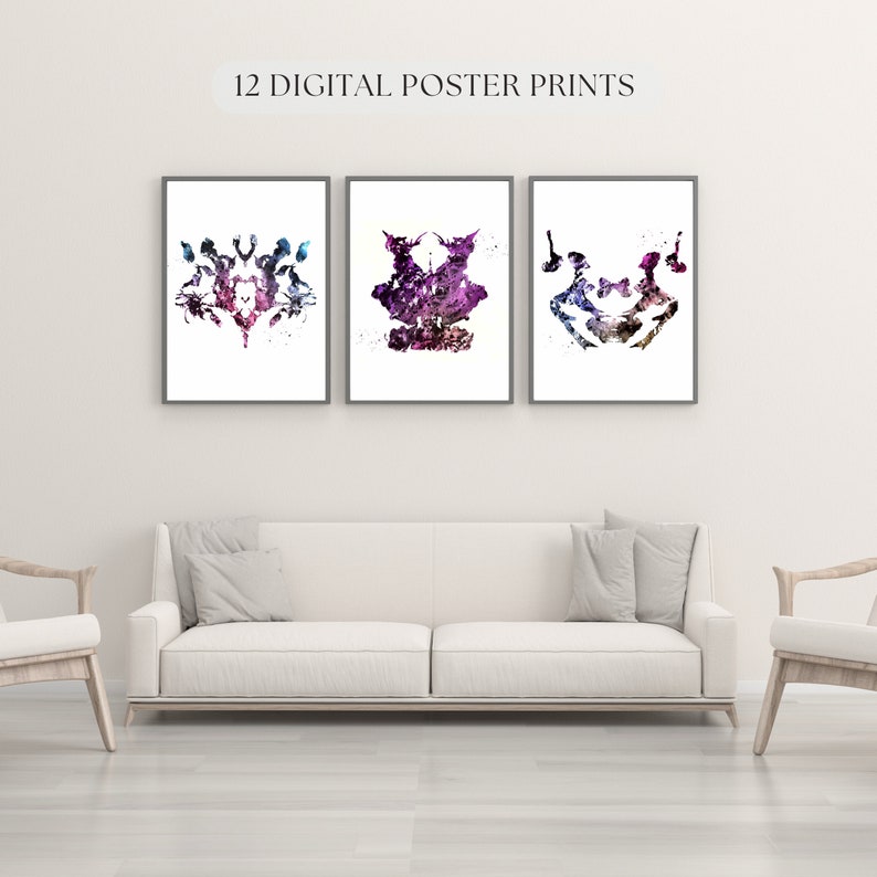 Rorschach Test Ink Blot Watercolor Design Posters (set of 12) - Etsy