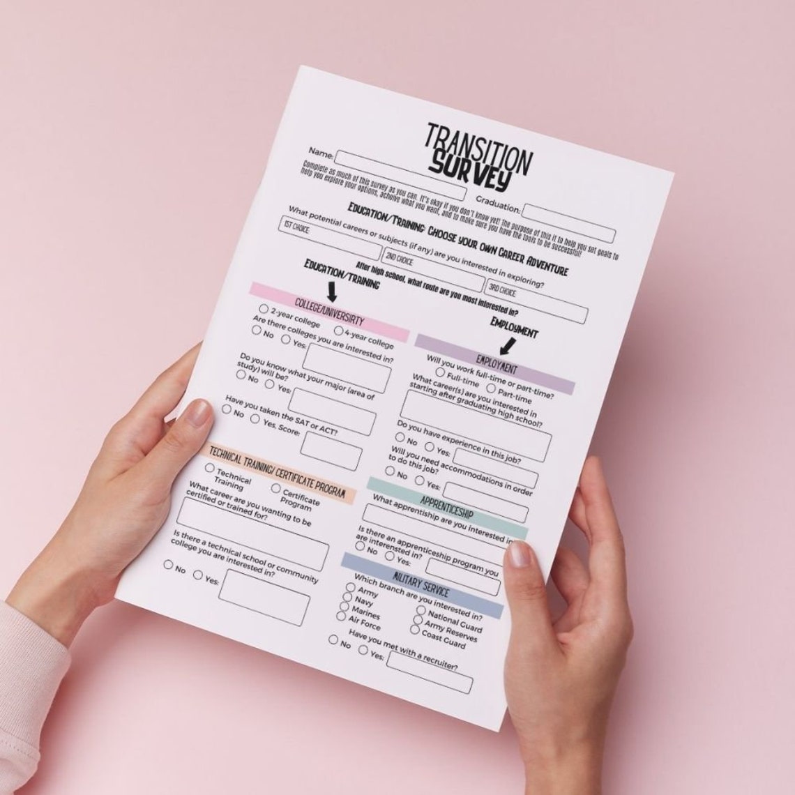 Student IEP Transition Plan Survey, Printable IEP Transition Plan ...
