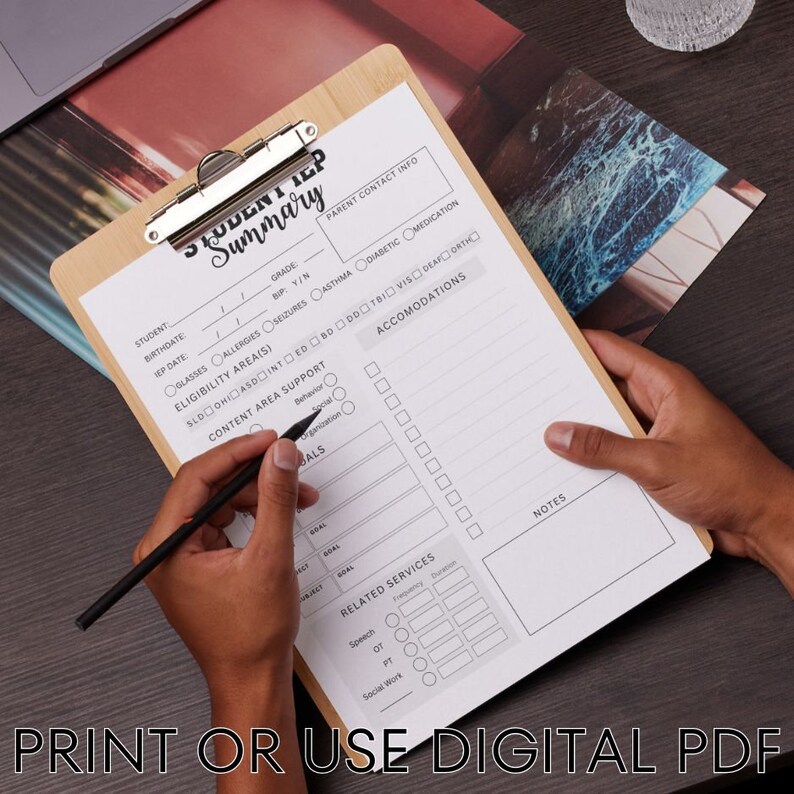 IEP Snapshot Pages: Special Education Digital Printable IEP Summary ...