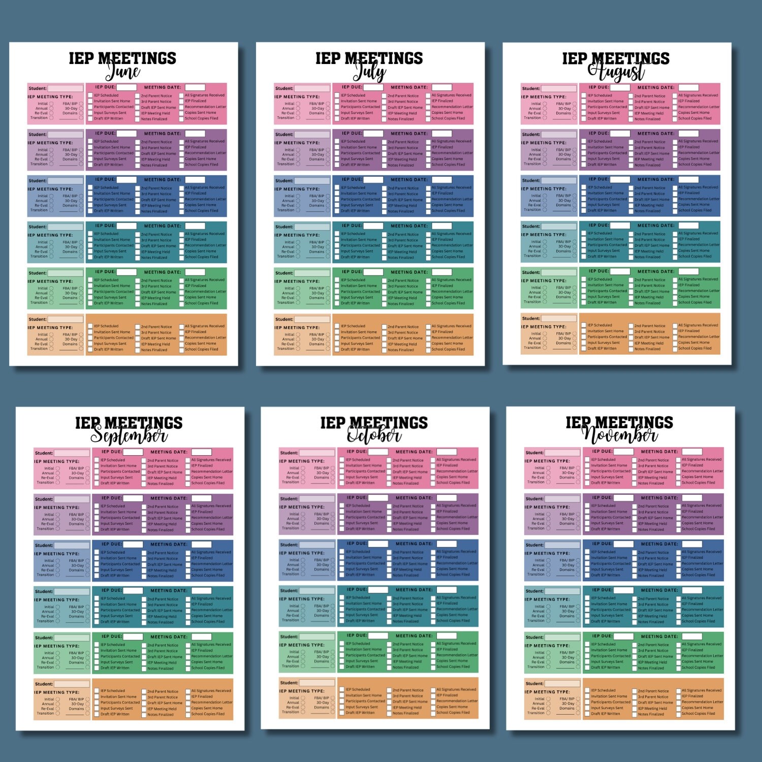 Digital Printable IEP Monthly Planning Sheets for Special Education ...