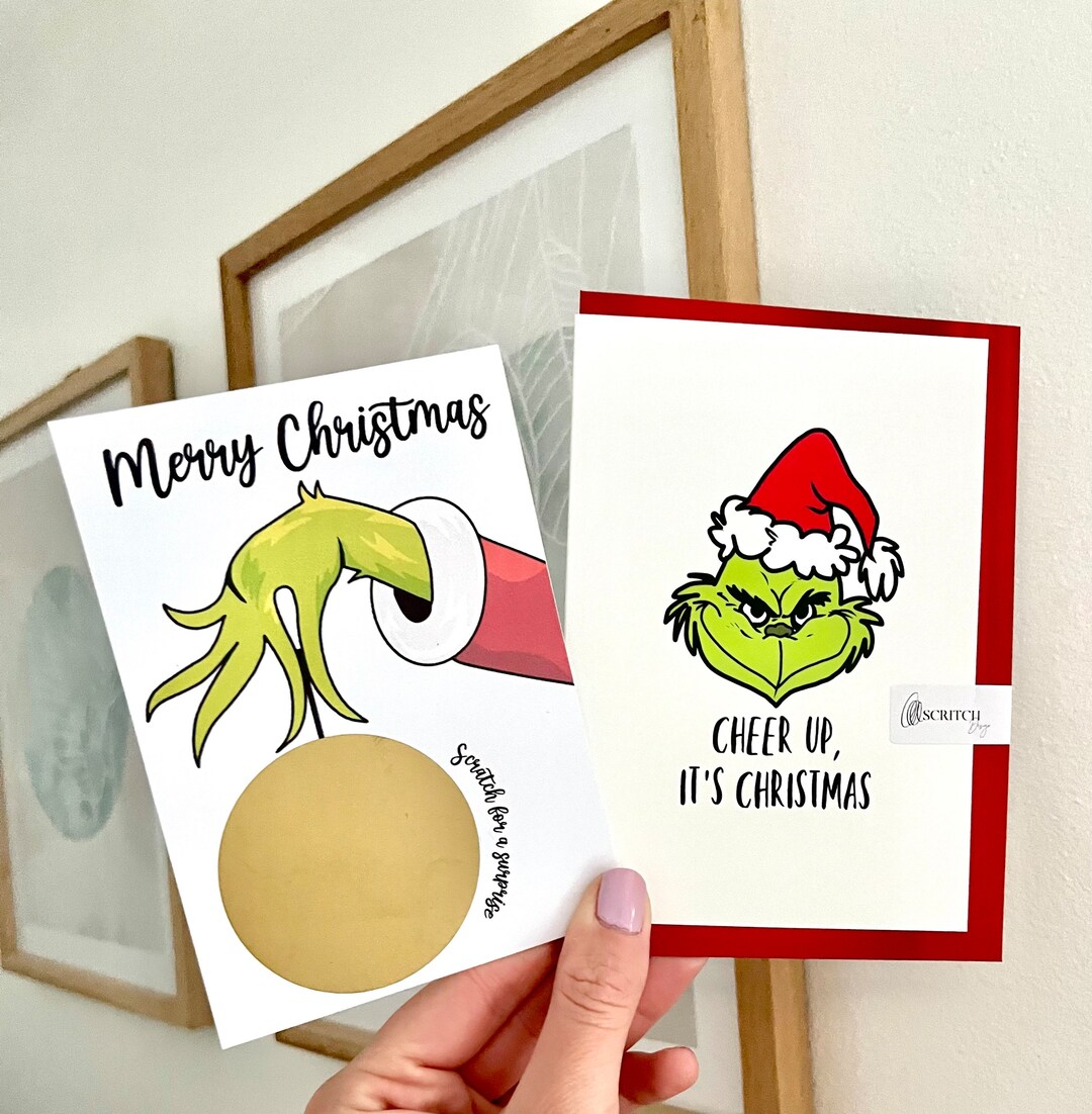 Grinch Surprise Scratch Reveal Card & Folded Card With Envelope Grinch ...