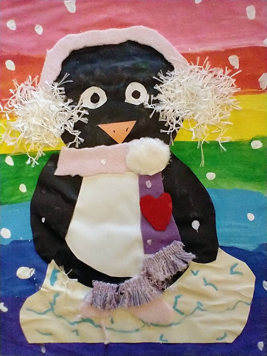 Collage Penguin Prints, Children's Art, Folk Art, Whimsical Penguins ...