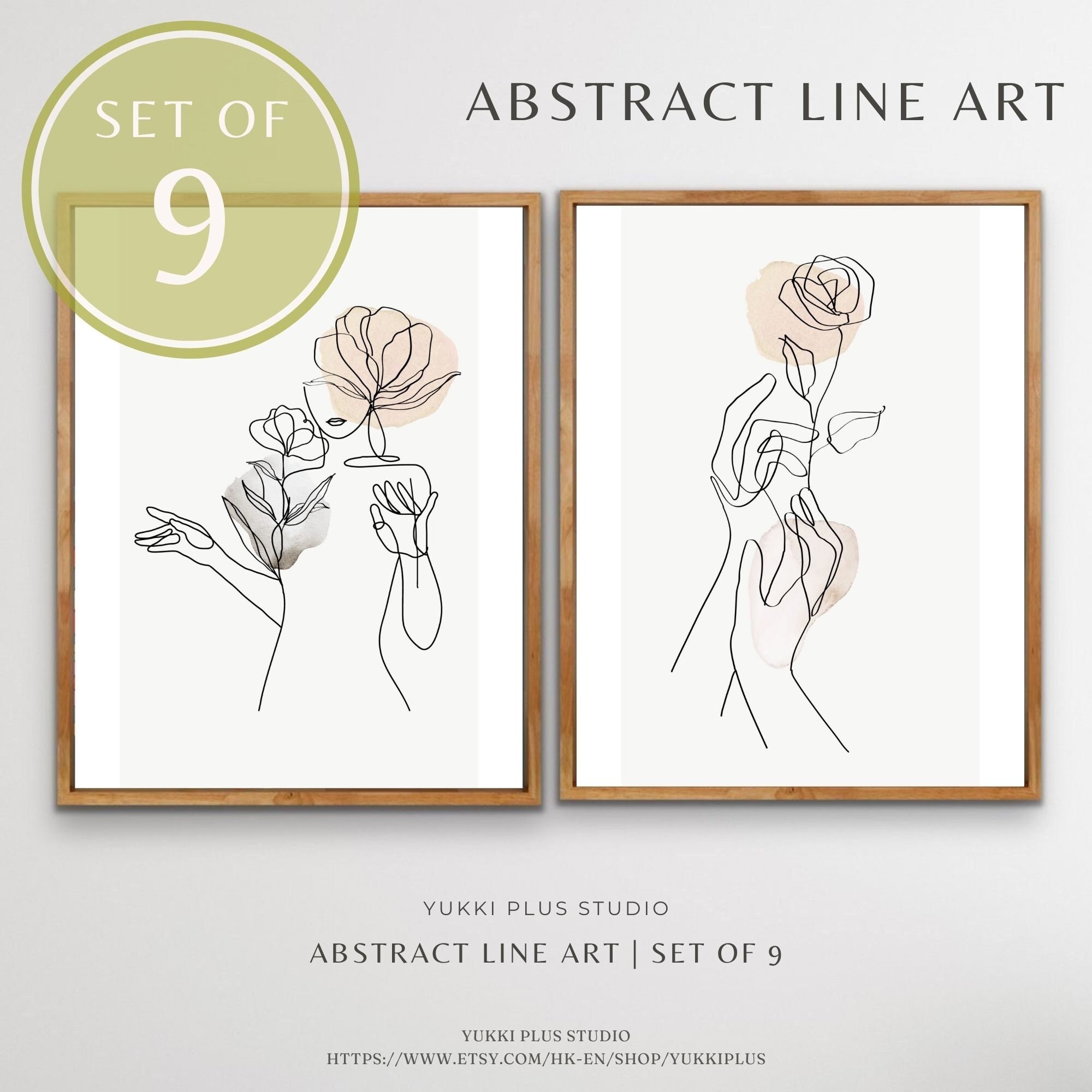 Set of 9 One Line Art Wall Prints | Abstract One Line Art | Abstract ...