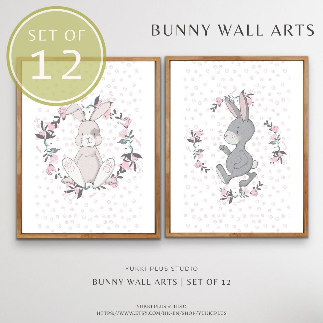 Set of 3 Wall Art Bunnies | Animal Print | Educational Playroom Wall ...