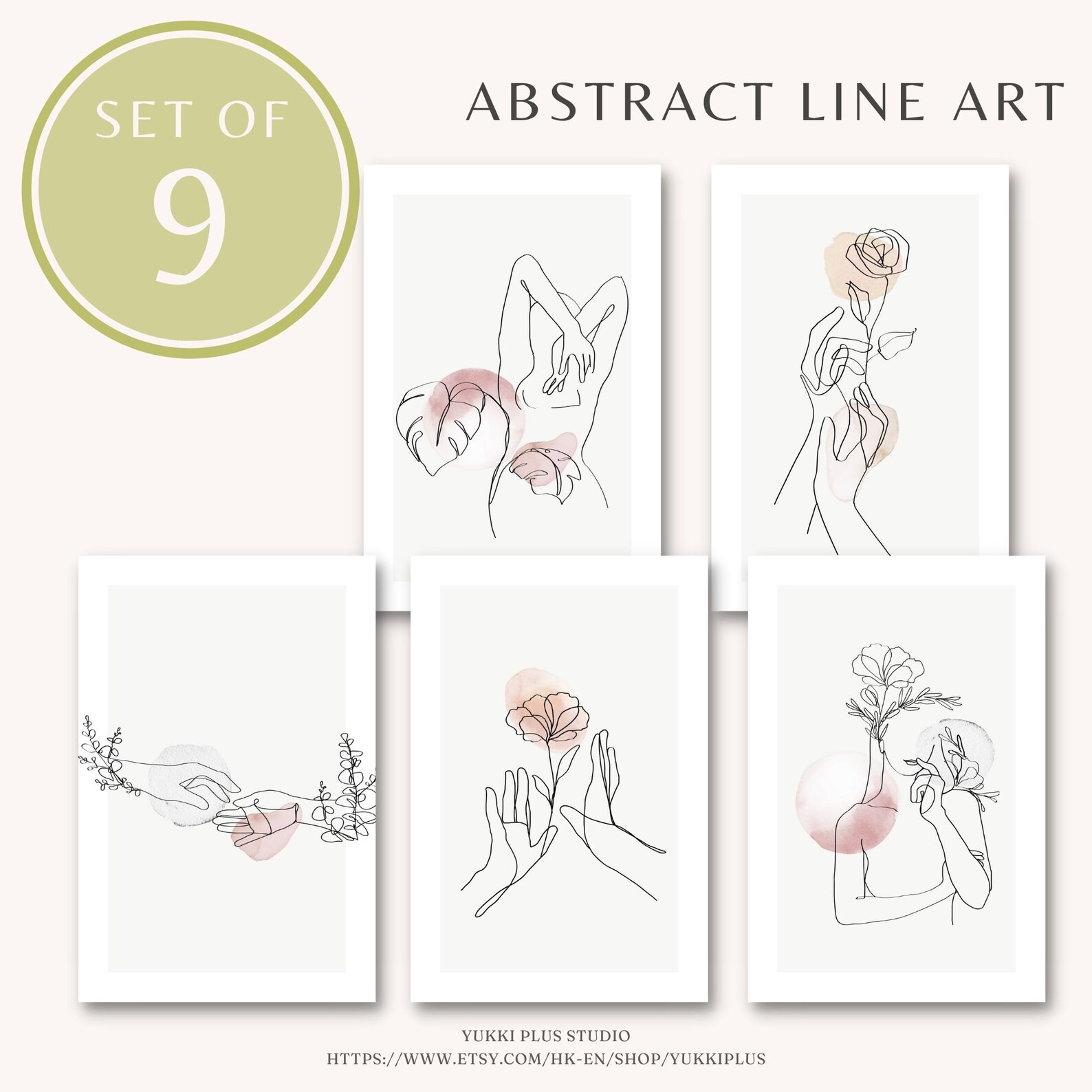 Set of 9 One Line Art Wall Prints | Abstract One Line Art | Abstract ...