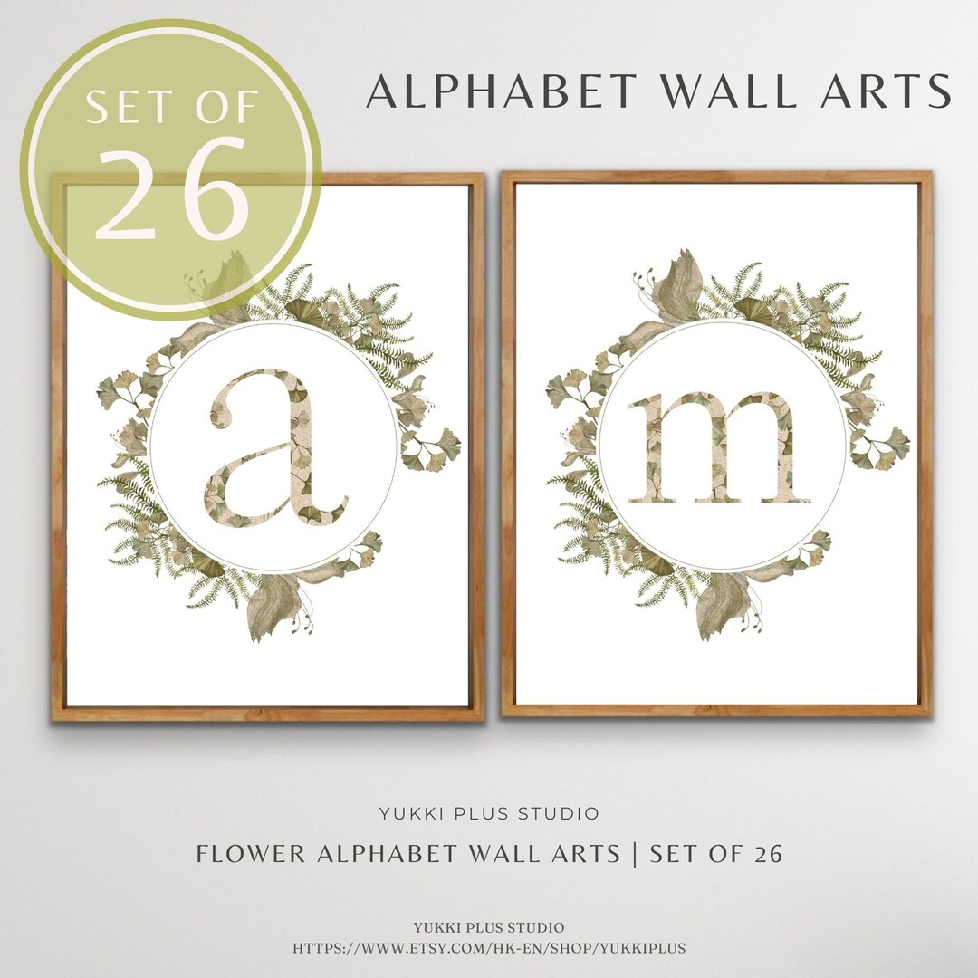 Set of 26 Wall Art Alphabet | Alphabet Print | Educational Playroom ...
