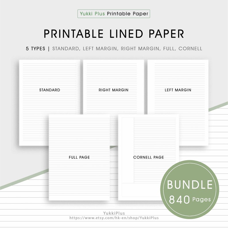 NEW Printable Lined Pages / Lined Sheets / Lined Notes / Writing Paper ...