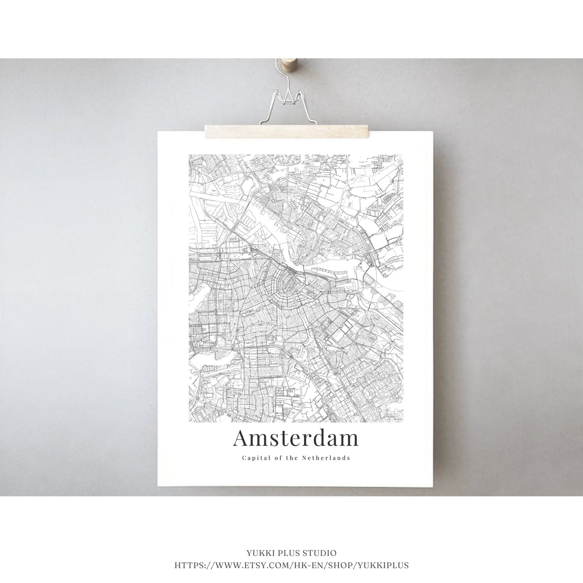 Amsterdam Map, Aesthetic Map, Map Poster, Large City Map, Digital ...