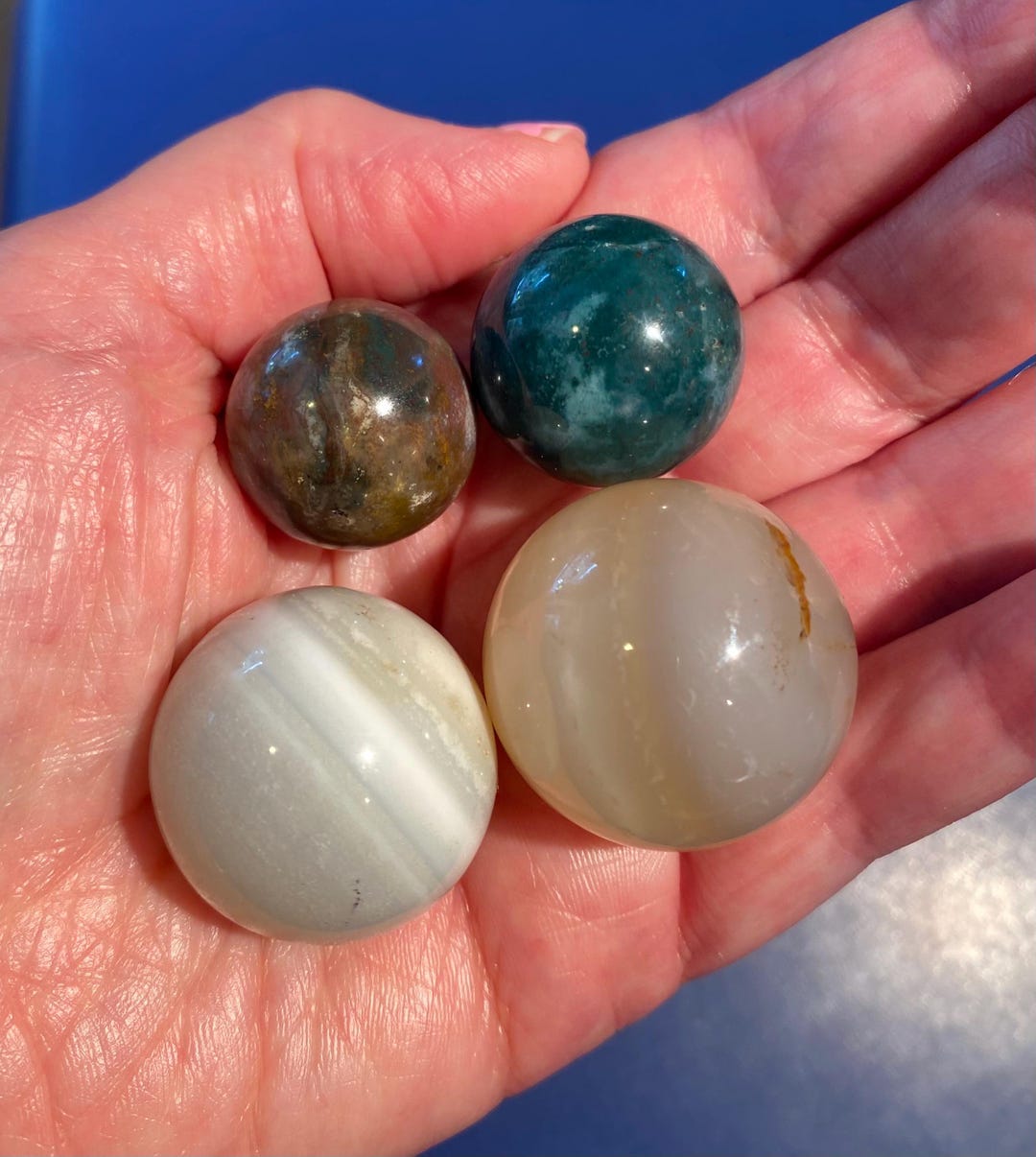 Stone Agate Marbles and More, Set of 4, 29mm and 19mm, Vintage Stone ...