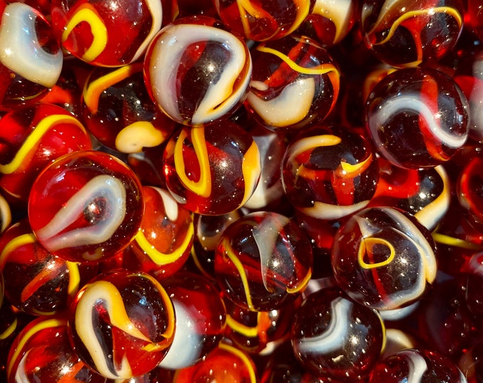 New for 2023! Set of 5 “fire” Mega Marble Glass Marbles, 5/8”, Clear ...