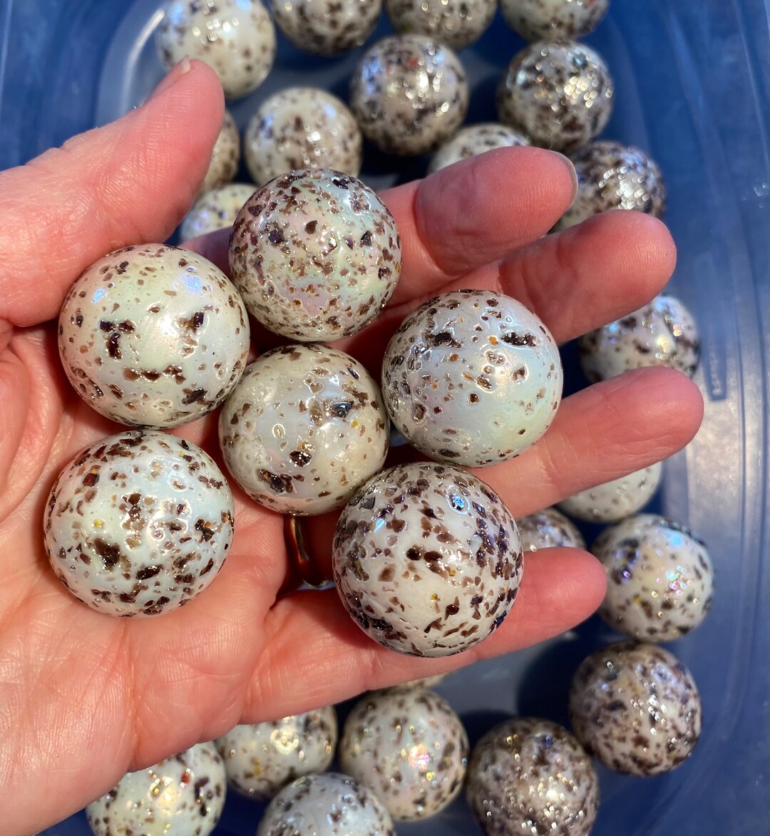Set of 5 snow Leopard Mega Marble Glass Shooter Marbles, 1 25mm ...